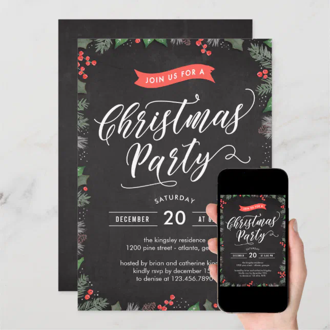 Christmas Foliage EDITABLE COLOR Party Invitation | Zazzle
