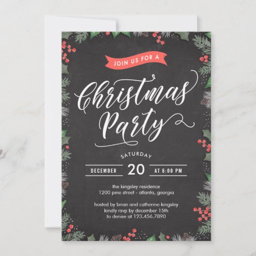 Christmas Foliage EDITABLE COLOR Party Invitation | Zazzle