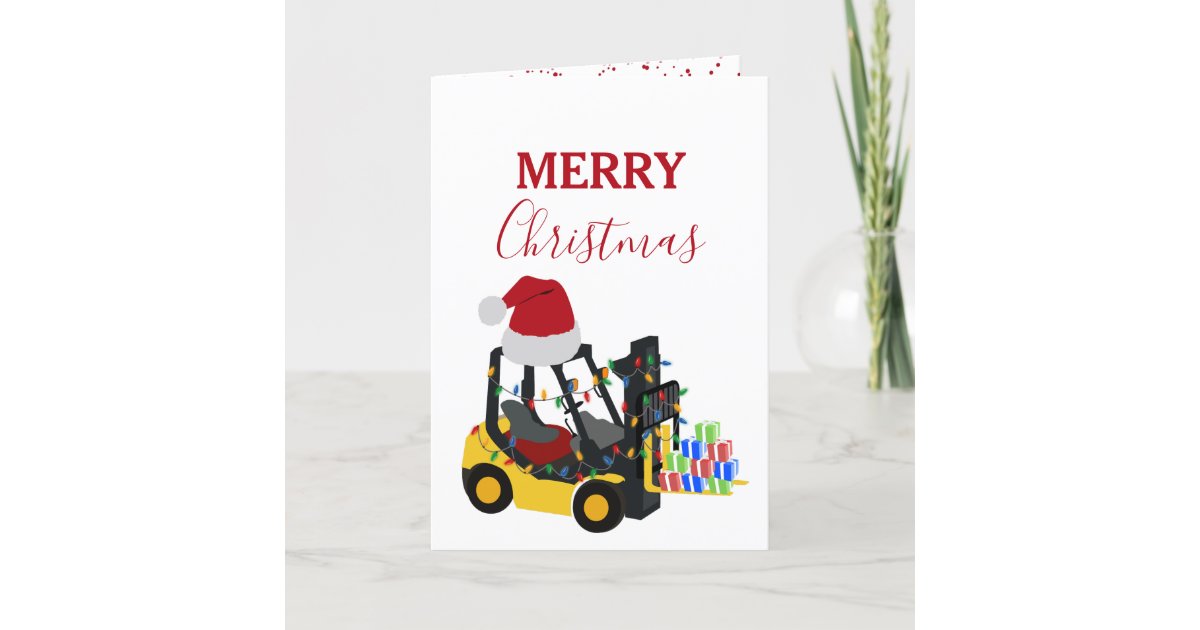 Christmas Forklift Truck Holiday Card | Zazzle