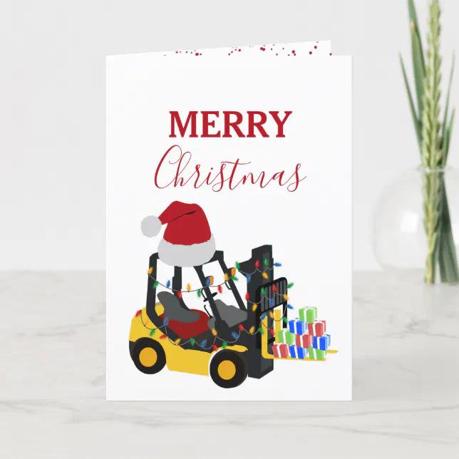 Christmas Forklift Truck Holiday Card | Zazzle