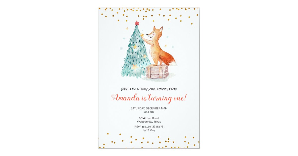 Christmas Fox Winter Birthday Invitation | Zazzle.com