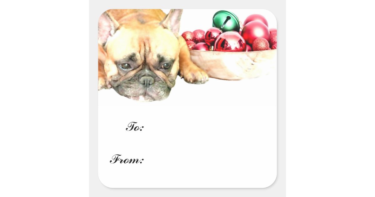 Christmas French Bulldog gift tag stickers | Zazzle