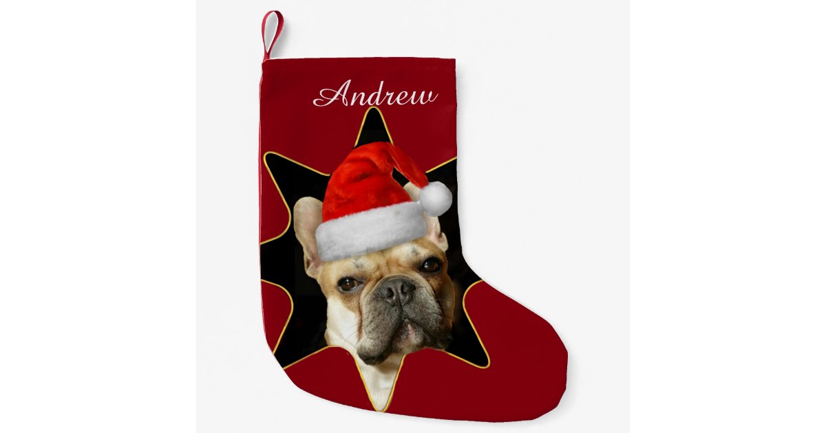 Christmas French Bulldog personalized stocking | Zazzle