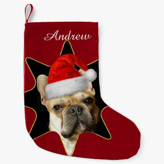 Christmas French Bulldog personalized stocking | Zazzle