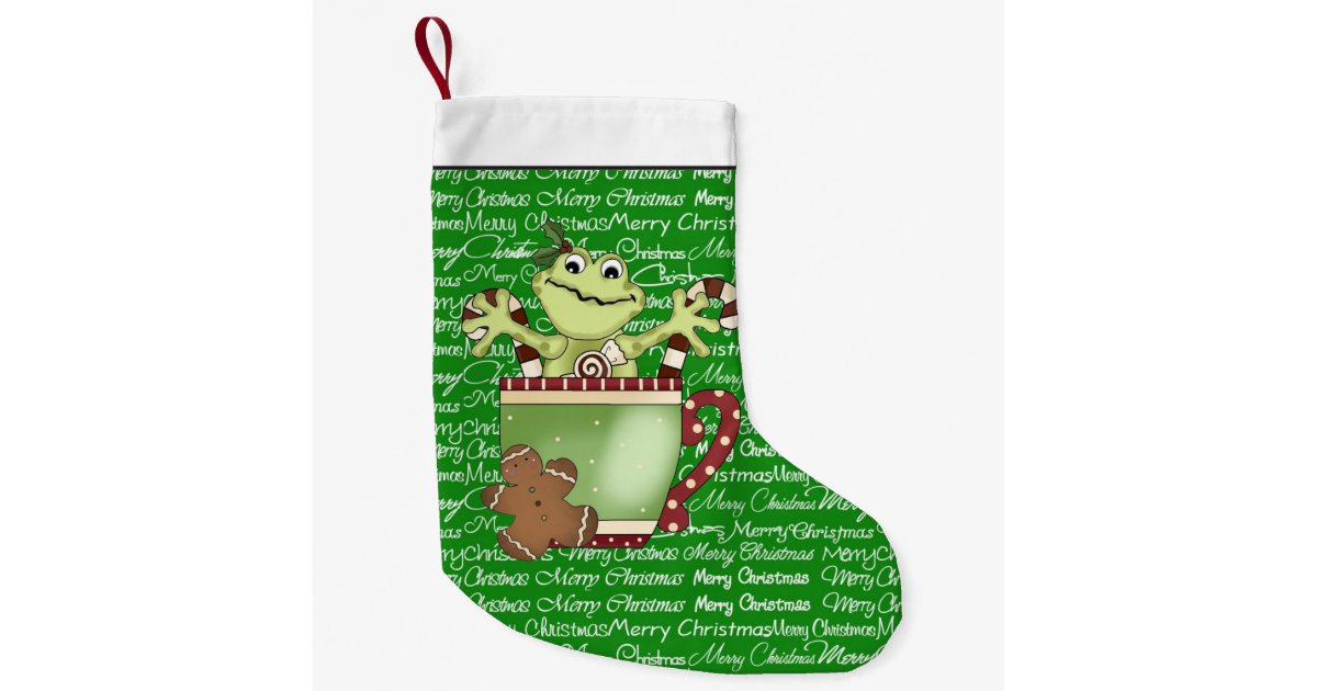 Christmas Frog Holiday cartoon stocking | Zazzle