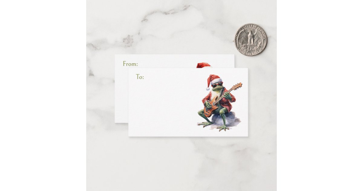 Christmas Frog Rock Band To/From Gift Note Card | Zazzle