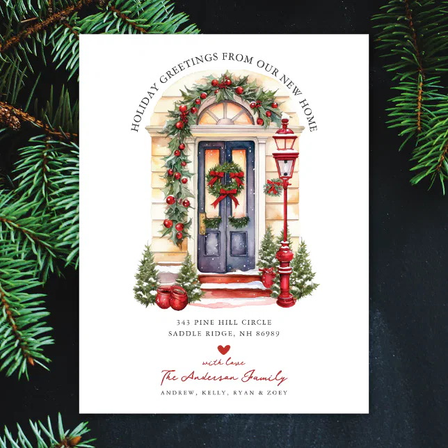 Christmas Front Door Moving Announcement Postcard | Zazzle