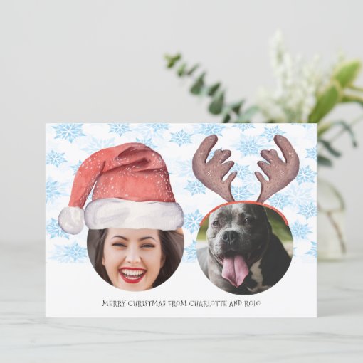 Christmas Fun Photo Santa Reindeer personalized Holiday Card | Zazzle