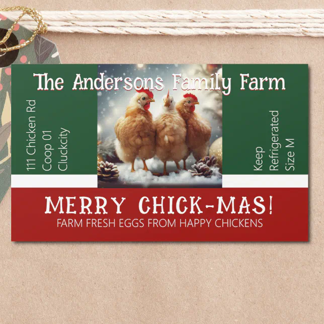Christmas Fun Quote Egg Carton Packaging Chicken Rectangular Sticker ...