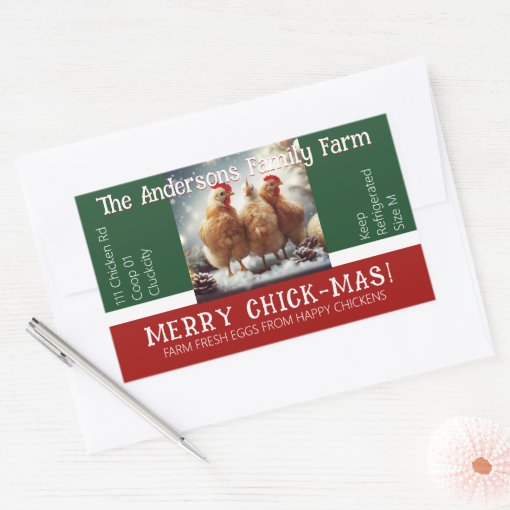 Christmas Fun Quote Egg Carton Packaging Chicken Rectangular Sticker ...