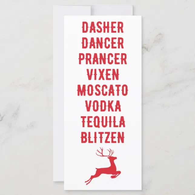 Christmas Funny Alcohol Reindeer Names Card | Zazzle