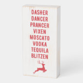 Christmas Funny Alcohol Reindeer Names Wooden Box Sign | Zazzle