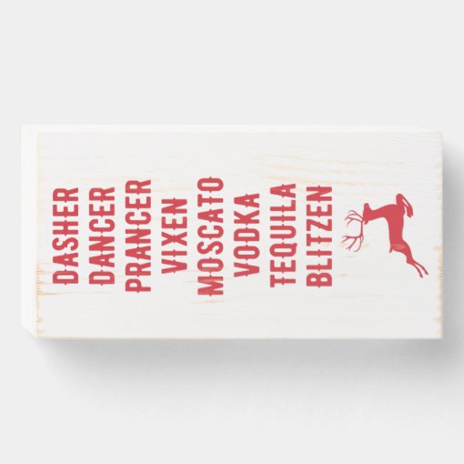 Christmas Funny Alcohol Reindeer Names Wooden Box Sign | Zazzle