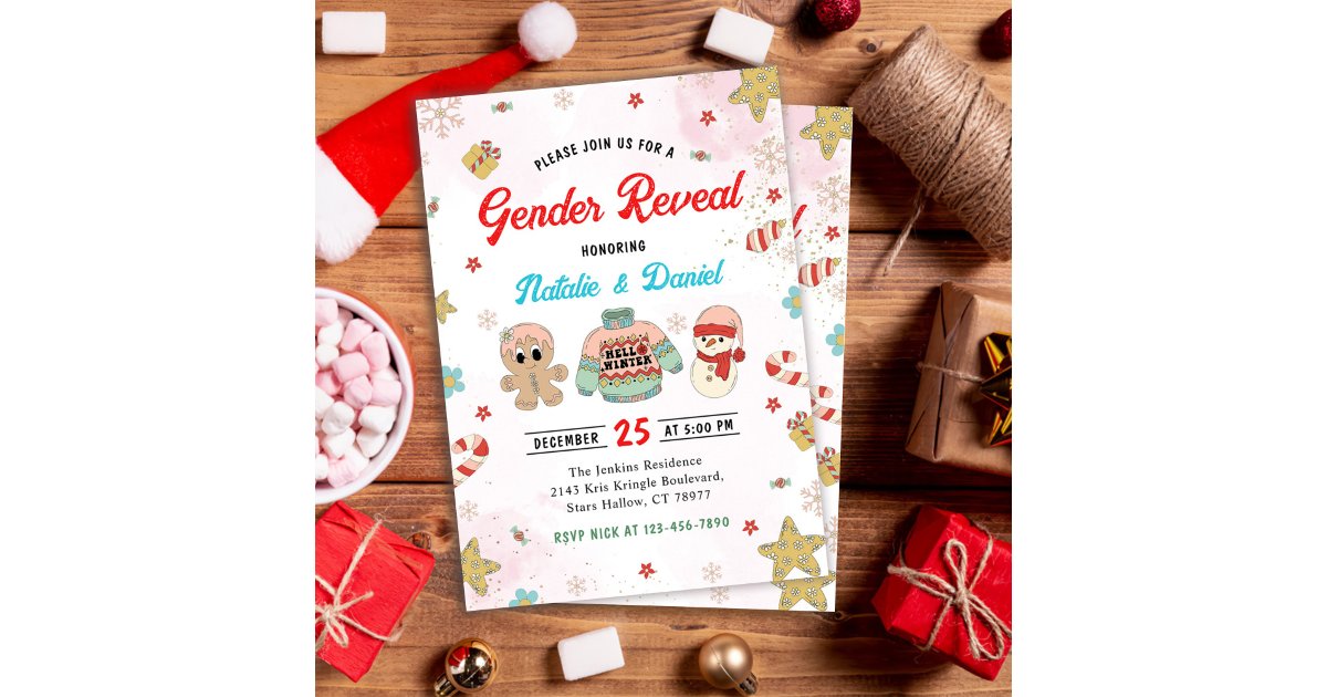 Christmas Gender Reveal Baby Shower Invitation | Zazzle