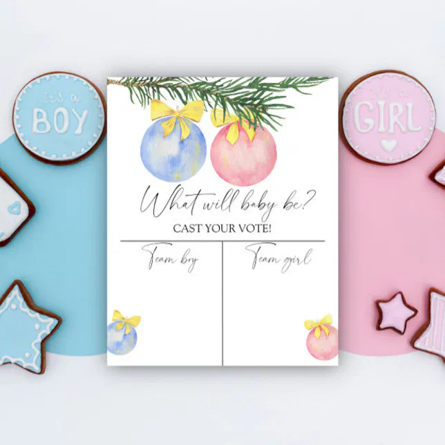 Christmas Gender reveal Boy or Girl chart | Zazzle