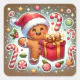 Christmas Gift and Ginger Bread Man Square Sticker | Zazzle