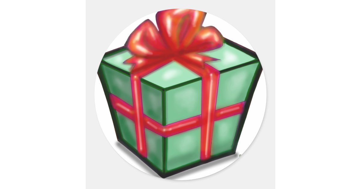 Christmas Gift Box Classic Round Sticker | Zazzle