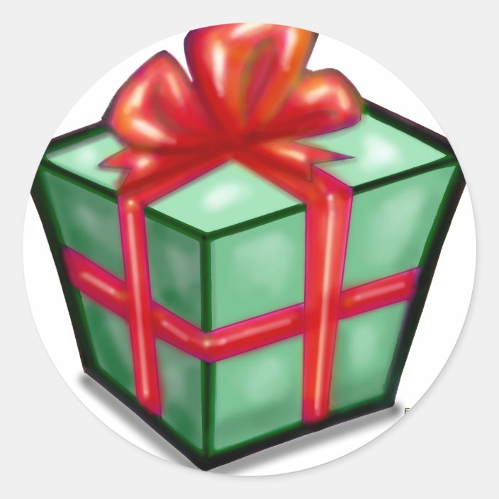Christmas Gift Box Classic Round Sticker | Zazzle.com