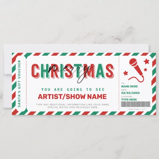 Christmas Gift Concert Ticket Template Voucher | Zazzle