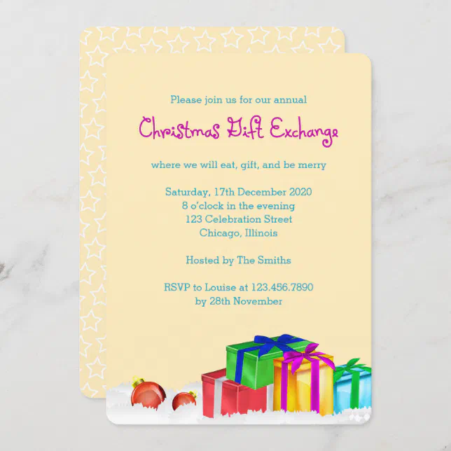Christmas Gift Exchange Party Invitation | Zazzle