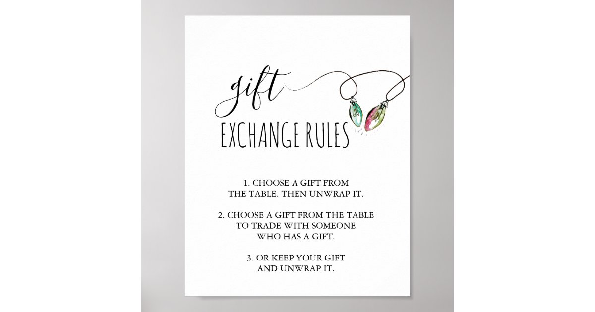 Christmas Gift Exchange Rules Sign | Zazzle