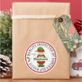 Christmas Gift Inspected by Santa's Elf Classic Round Sticker | Zazzle