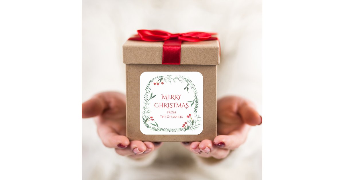 Christmas Gift Labels, Gift Tags, Holiday Treat Square Sticker | Zazzle