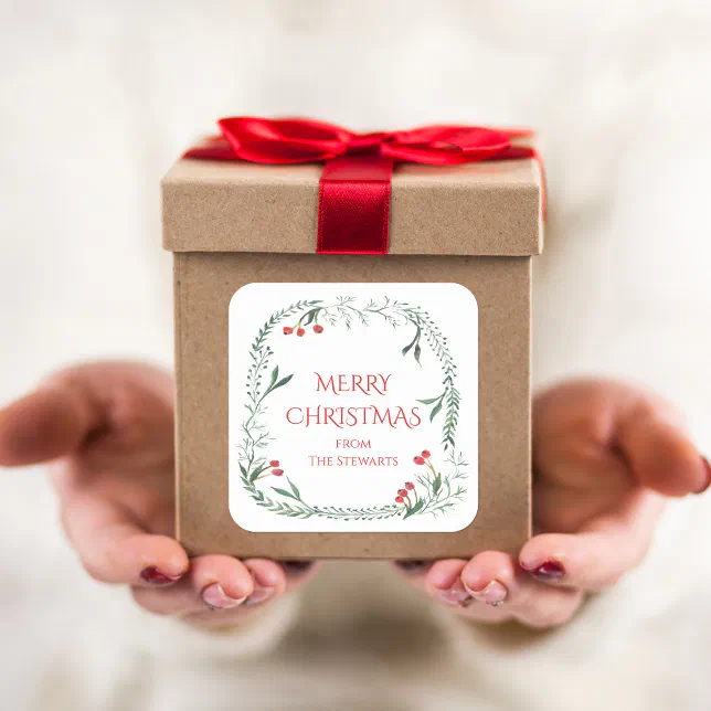 Christmas Gift Labels, Gift Tags, Holiday Treat Square Sticker | Zazzle