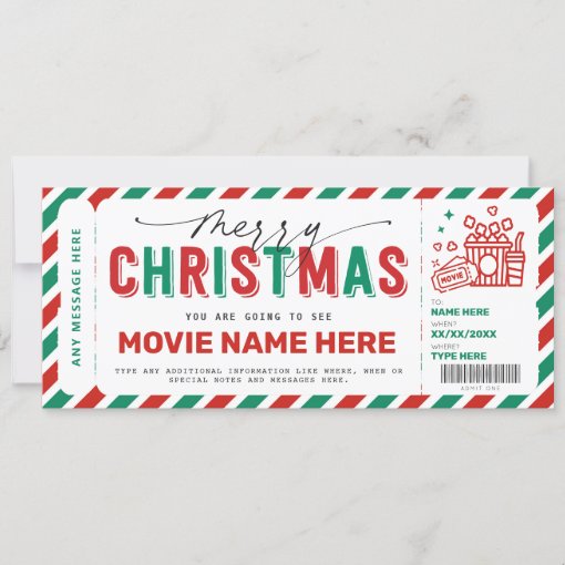 Christmas Gift Movie Night Ticket Voucher Coupon | Zazzle