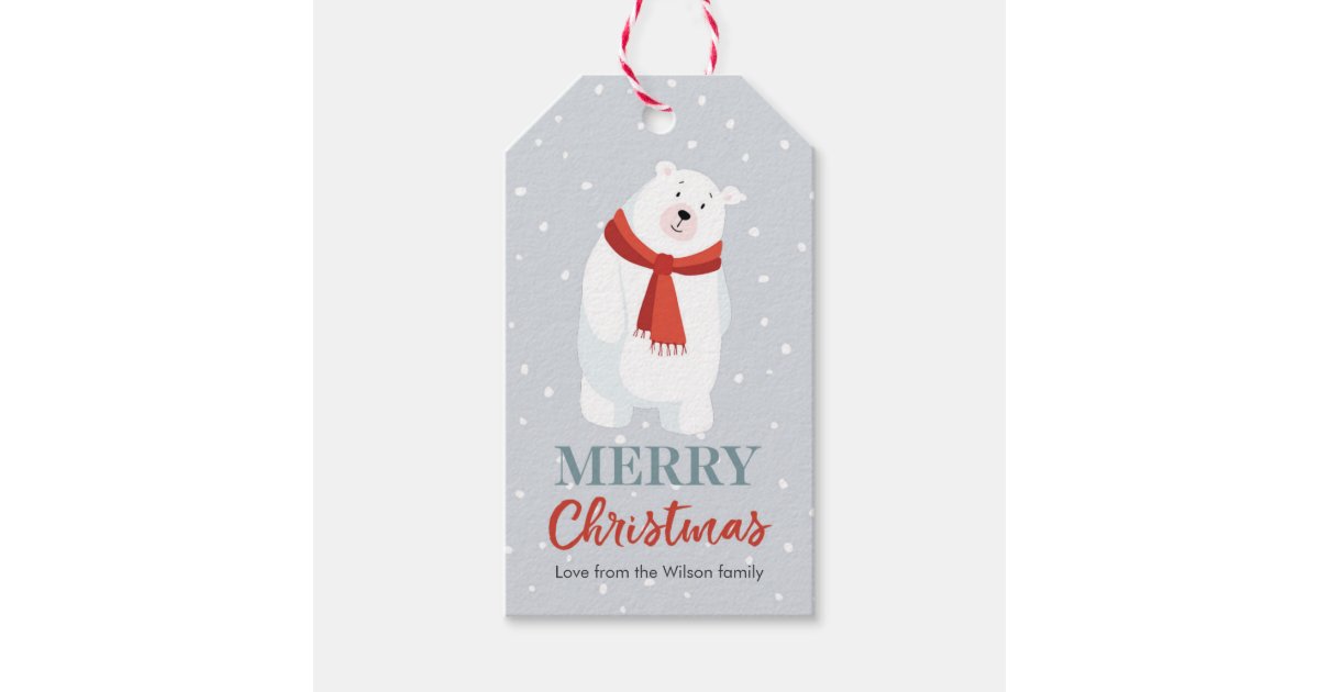 Christmas gift tags cute polar bear | Zazzle