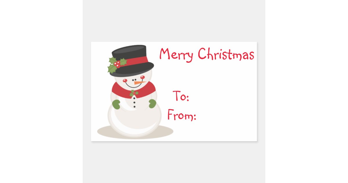 Christmas Gift Tags/Rectangle Stickers/Snowman Rectangular Sticker | Zazzle