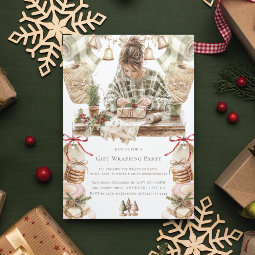Christmas Gift Wrapping Party Invitation | Zazzle