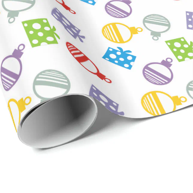 Christmas gifts and balls pattern holiday wrapping paper | Zazzle
