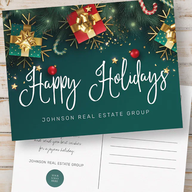 Christmas Gifts and Ornaments Happy Holidays Postcard | Zazzle