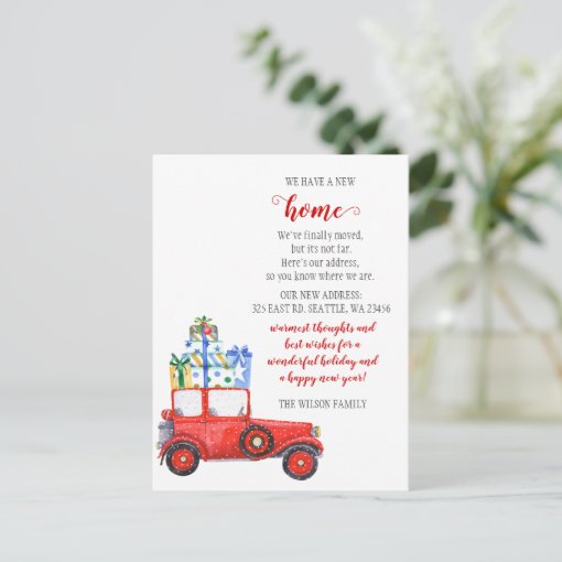 Christmas Gifts Car We've Moved Holiday Moving Postcard | Zazzle