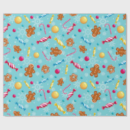 Christmas Gingerbread and Candy Wrapping Paper | Zazzle