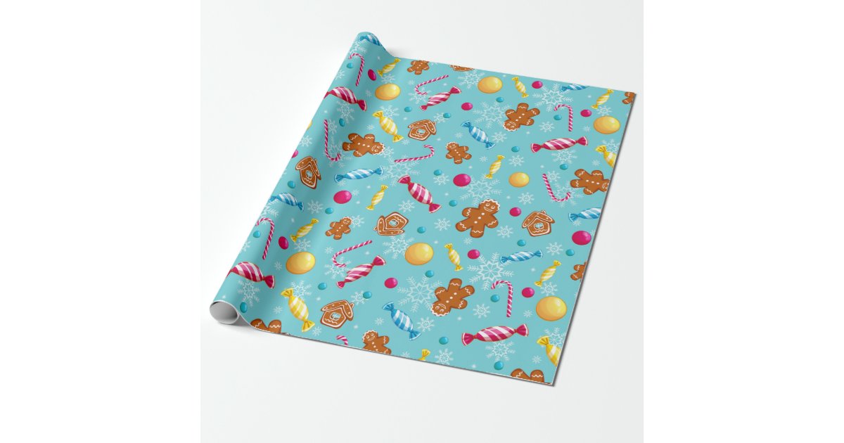 Christmas Gingerbread and Candy Wrapping Paper | Zazzle