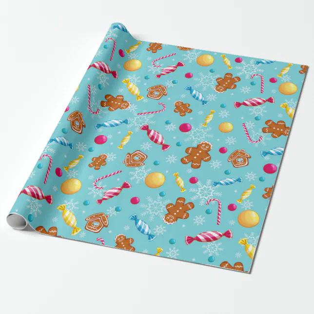Christmas Gingerbread and Candy Wrapping Paper | Zazzle