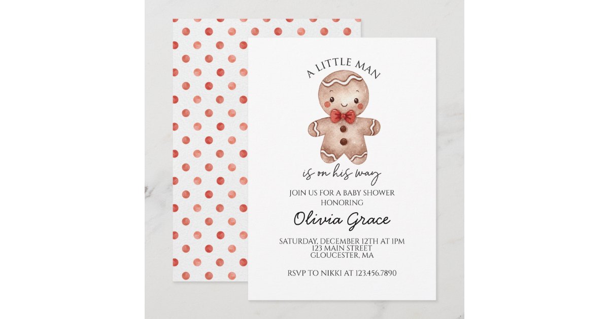 Christmas Gingerbread Baby Shower Invitation | Zazzle