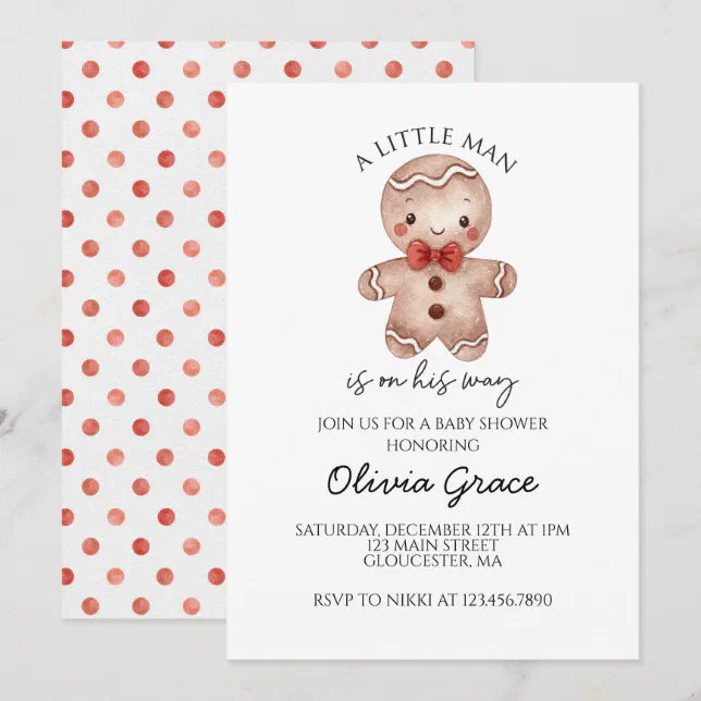 Christmas Gingerbread Baby Shower Invitation | Zazzle