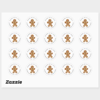 Christmas Gingerbread Baked with Love Classic Round Sticker | Zazzle