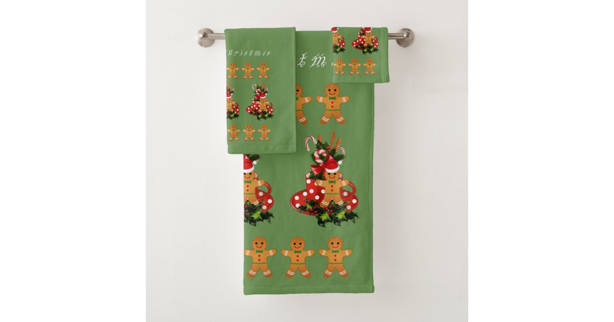 Christmas Gingerbread Bath Towel Set | Zazzle