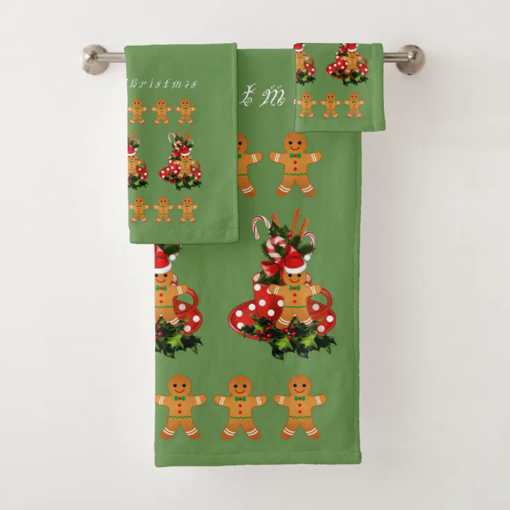 Christmas Gingerbread Bath Towel Set | Zazzle