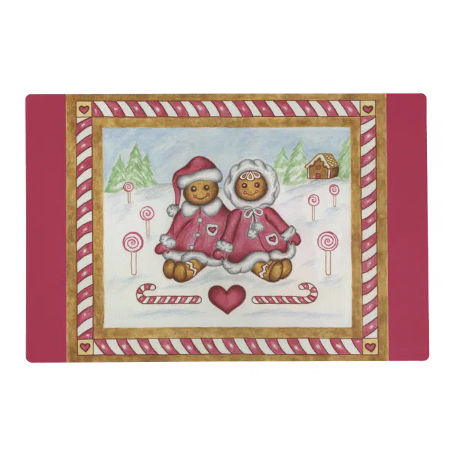 Christmas Gingerbread Boy Girl Holiday Placemat | Zazzle