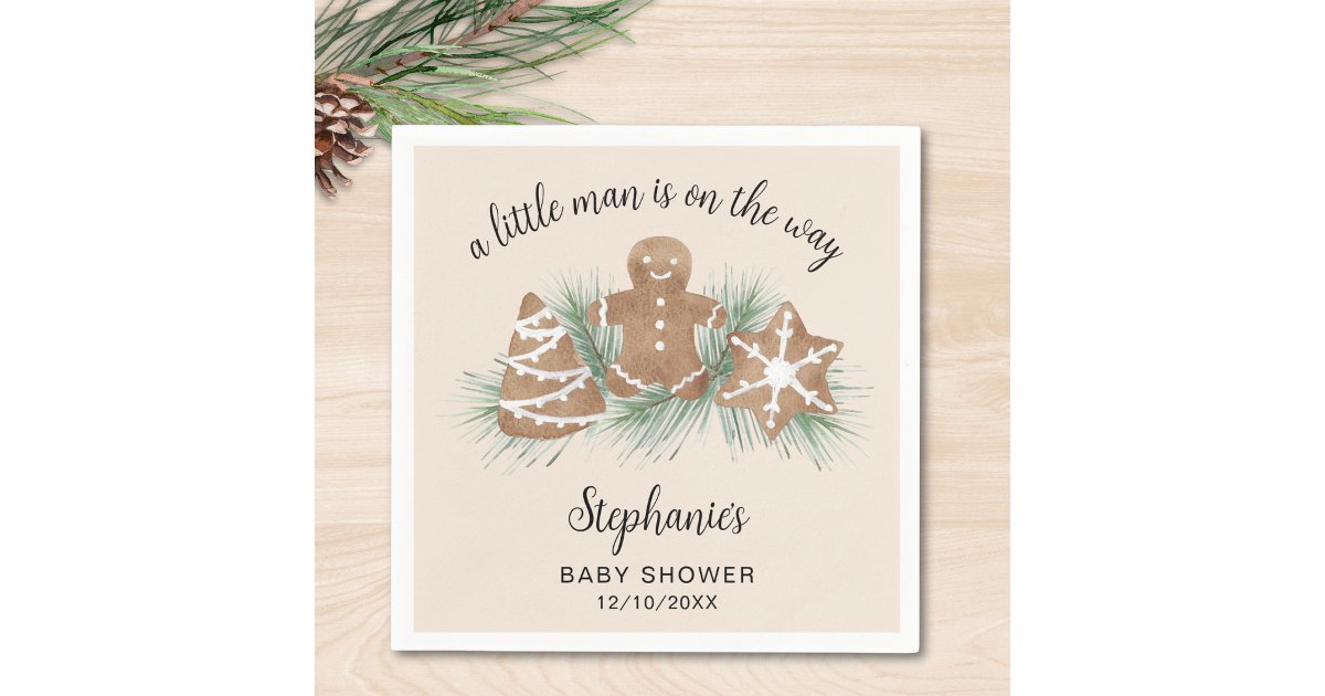 Christmas Gingerbread Boy's Baby Shower Napkins | Zazzle