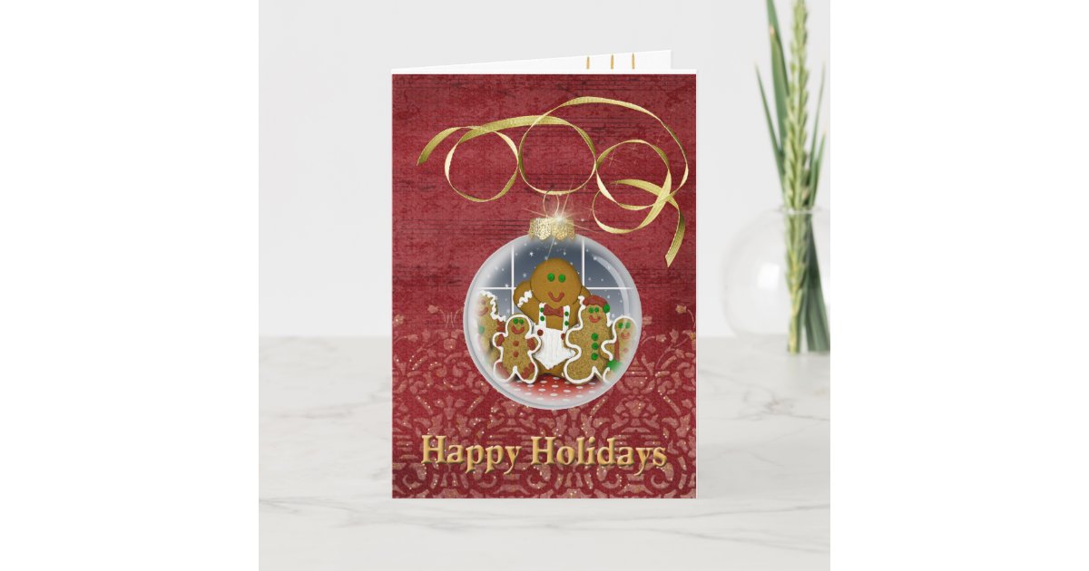 Christmas Gingerbread Cookie Ornament Holiday Card | Zazzle