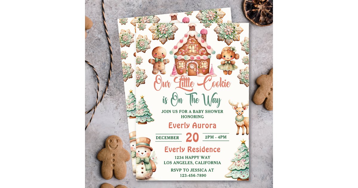Christmas Gingerbread Cookies Baby Shower Party Invitation | Zazzle