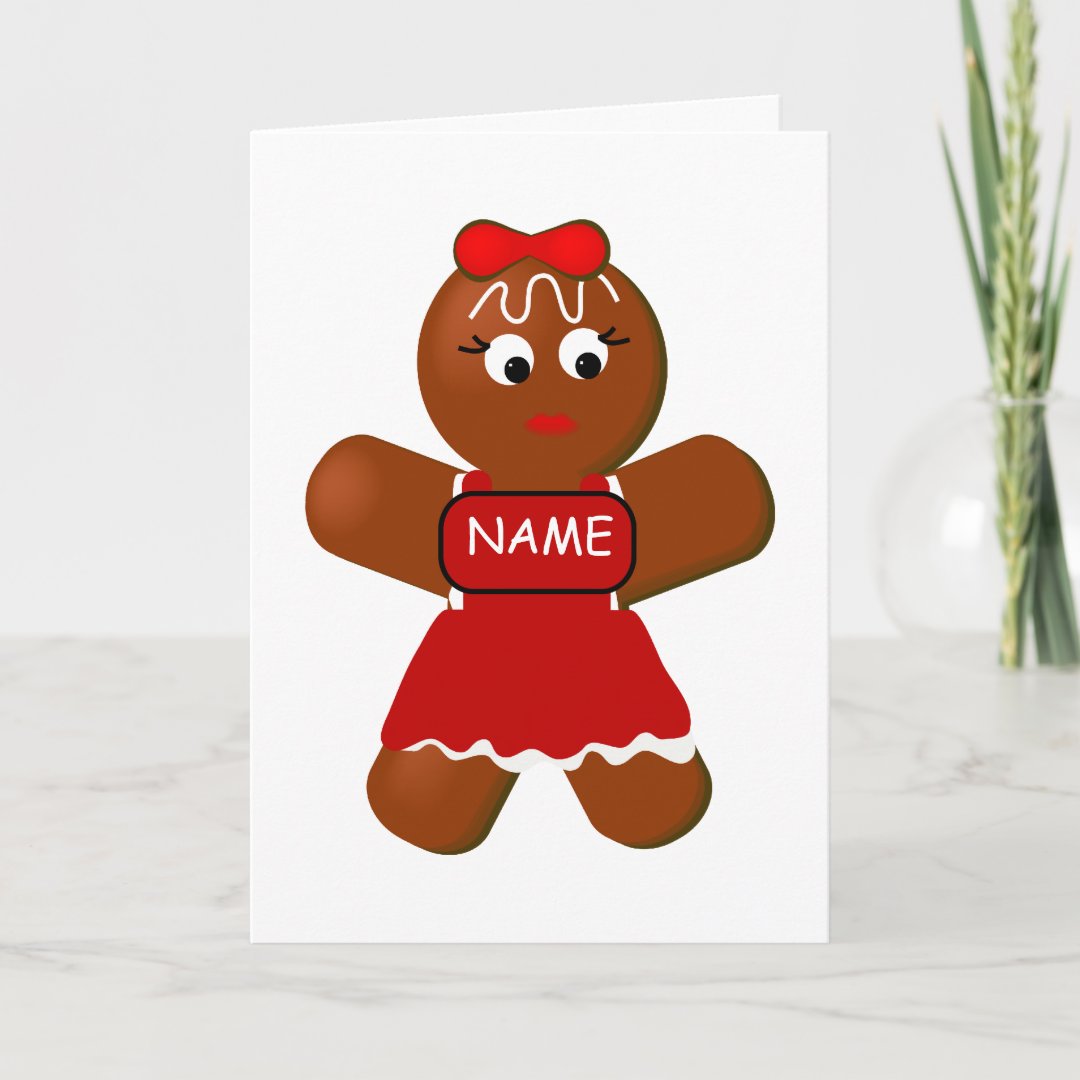Christmas Gingerbread Girl Greeting Card | Zazzle