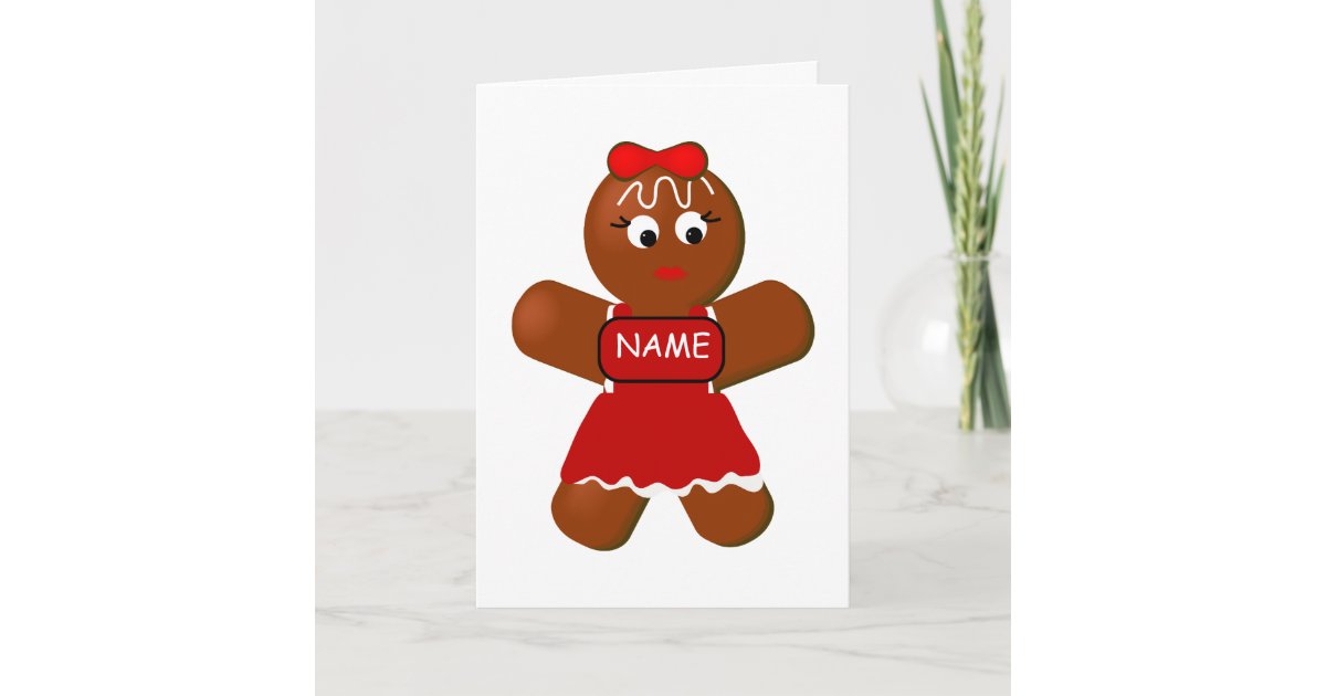 Christmas Gingerbread Girl Greeting Card | Zazzle