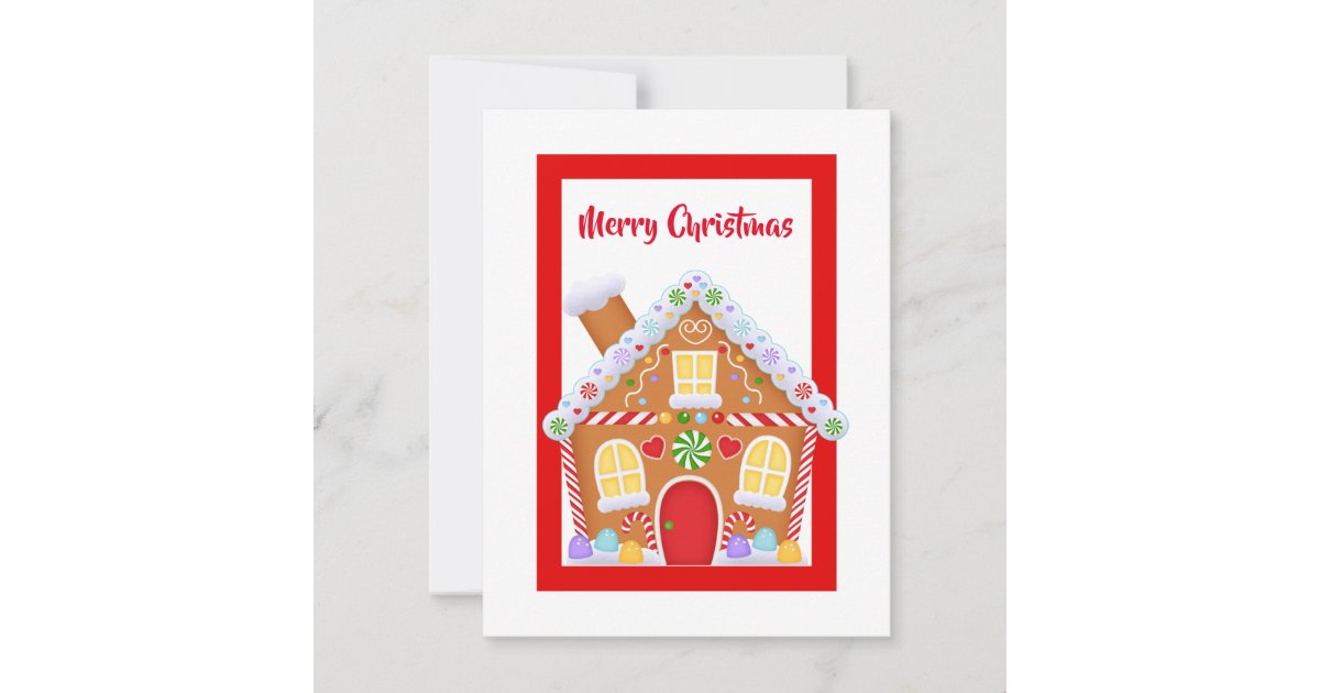 Christmas gingerbread house add message card | Zazzle